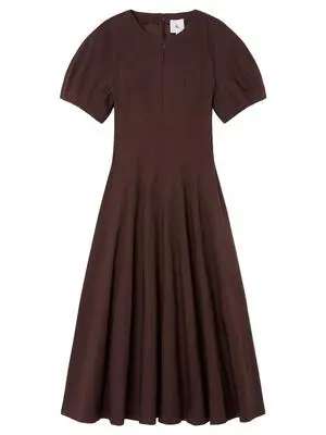 GWYN Seamed Cotton Poplin Midi Dress - Dark Brown