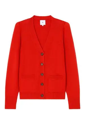 GWYN Signature Cashmere-silk Cardigan - Strawberry Red