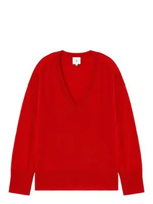 GWYN Oversized V-neck Cashmere Sweater - Red