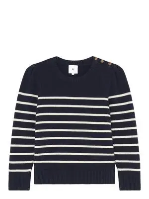 GWYN Striped Crewneck Sweater - Navy,ivory