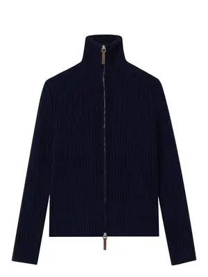 GWYN Spencer Ribbed Wool-cashmere Sweater - Navy