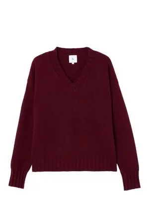 GWYN Elio V-neck Virgin Wool Sweater - Oxblood