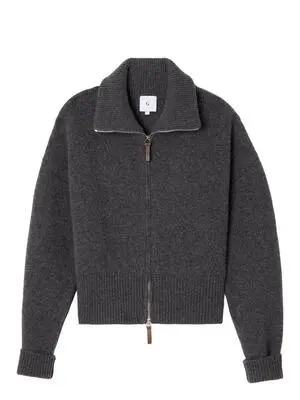 GWYN Adden Cashmere Zip-Up Sweater