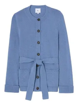 GWYN Belted Virgin Wool Cardigan - Ocean Blue