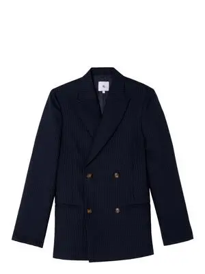 GWYN Pinstripe Virgin Wool Jude Blazer - Navy Pinstripe
