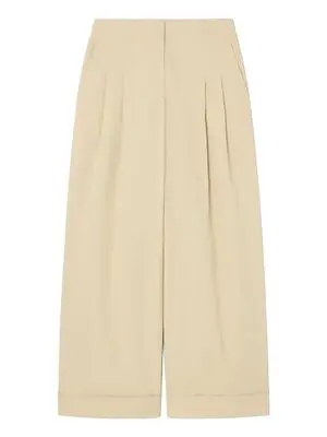 GWYN Wide Leg Twill Trousers - Oat