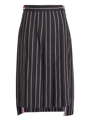 Thom Browne Pleated Striped Wool Midi Skirt - Dark Gray