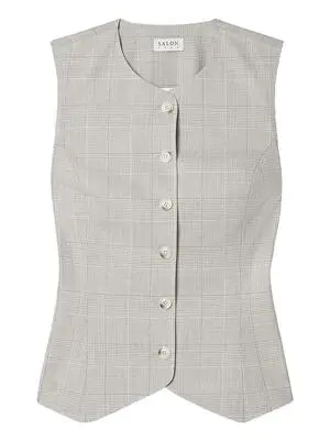 SALON 1884 Rideau Checked Wool Vest - Beige