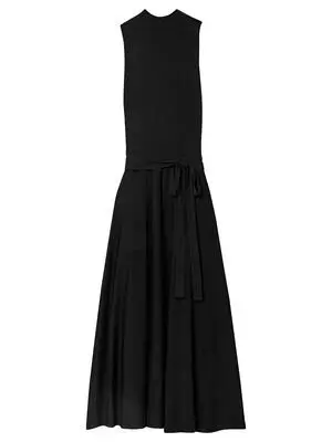 Another Tomorrow Belted Knitted Maxi Dress - Black