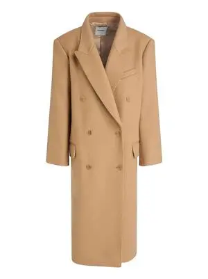 Sandro Double-breasted Wool-blend Felt Coat - Camel