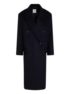 Sandro Double-breasted Wool-blend Felt Coat - Navy