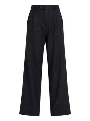 Sandro Crystal-embellished Herringbone Wool-flannel Pants - Charcoal