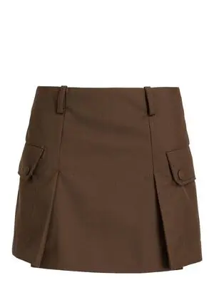 Sandro Pleated Drill Mini Skirt - Chocolate
