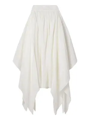 SALON 1884 Lucia Asymmetric Linen Midi Skirt - White