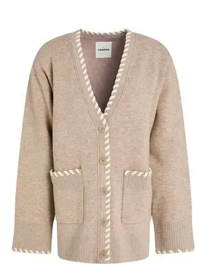 Sandro Whipstitched Knitted Cardigan - Beige