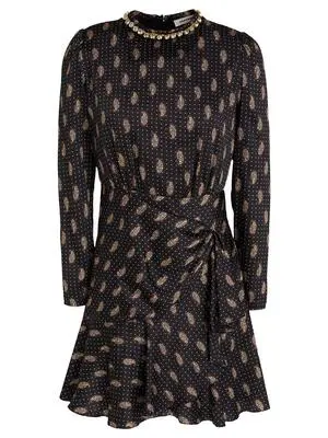 Sandro Crystal-embellished Paisley-print Mini Dress - Black