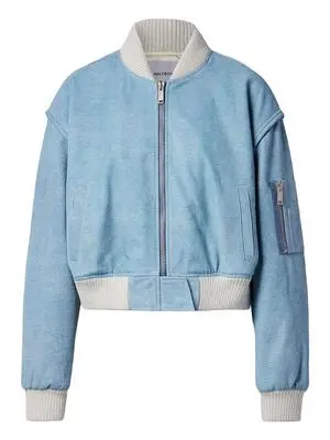 HALFBOY Printed Suede Bomber Jacket - Light Blue