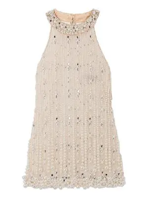 PatBO Faux Pearl And Crystal-embellished Tulle Tunic - Ivory