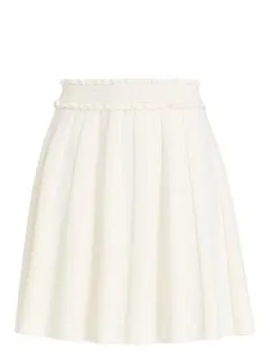Sandro Ribbed Knit Mini Skirt With Ruffle - Ecru