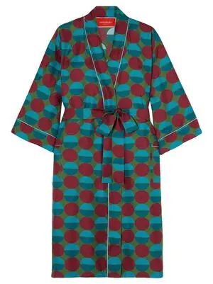 La DoubleJ Belted Printed Robe - Leaf Green