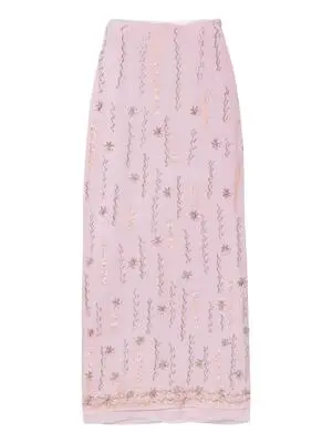 LoveShackFancy Goodall Embellished Chiffon Maxi Skirt - Lilac