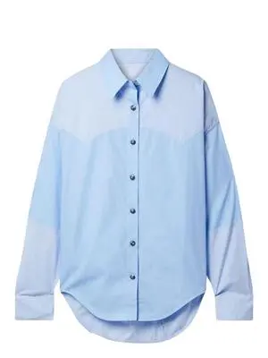FORTELA Amy Two-tone Paneled Cotton Shirt - Light Blue