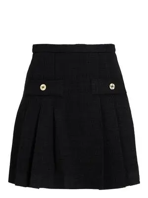 Sandro Pleated Tweed Mini Skirt - Black