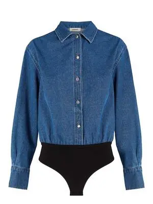 Sandro Denim Bodysuit - Mid Denim