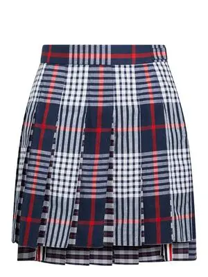 Thom Browne Pleated Prince Of Wales Checked Mini Skirt - Blue