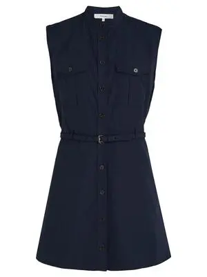 FRAME The Safari Belted Cotton-poplin Mini Dress - Navy