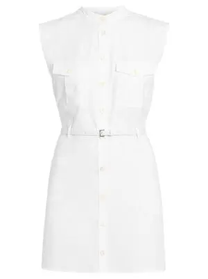 FRAME The Safari Belted Cotton-poplin Mini Dress - White
