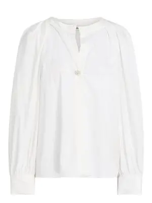 Sandro Pleated Cotton-blend Shirt - Ivory