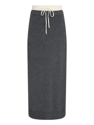 Sandro Wool And Cashmere-blend Midi Skirt - Dark Gray