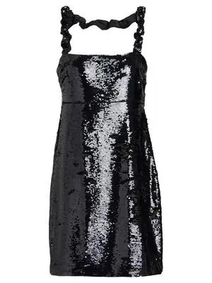 GANNI Sequined Crepe Mini Dress - Black