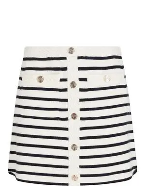 MAJE Embellished Striped Knitted Mini Skirt