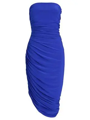 Norma Kamali Diana Strapless Ruched Dress - Bright Blue