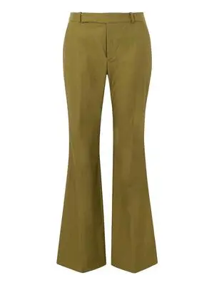 LUDOVIC DE SAINT SERNIN Flared Cotton-twill Pants - Army Green