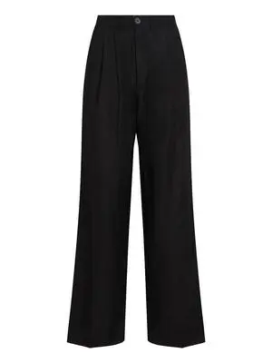 ANINE BING Carrie Pleated Straight-leg Twill Pants - Black