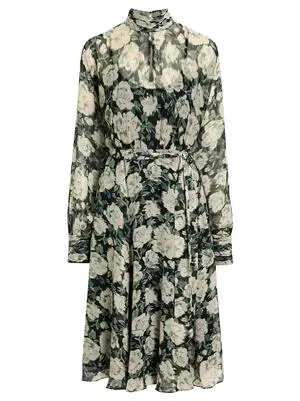 MIKAEL AGHAL Floral-print Georgette Midi Dress - Ecru
