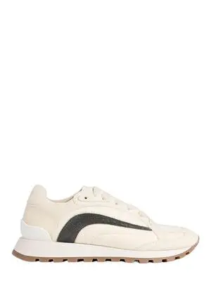 Brunello Cucinelli Bead-embellished Sneakers - Ivory