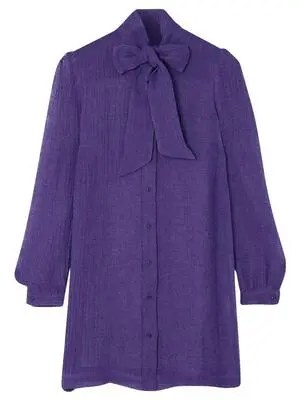 Lisa Marie Fernandez Bow-detailed Linen-blend Gauze Dress - Purple