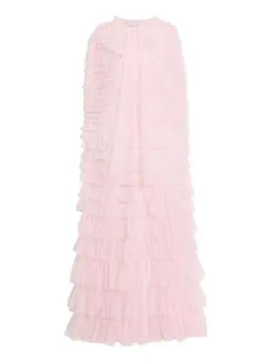 Carolina Herrera Bead-embellished Ruffled Silk-tulle Cape - Baby Pink
