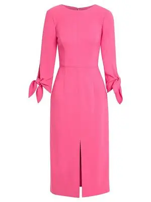 Carolina Herrera Tie-detailed Wool-blend Midi Dress - Pink