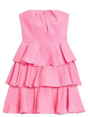 Carolina Herrera Strapless Tiered Silk Crepe De Chine Mini Dress - Bubblegum