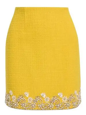 Carolina Herrera Embellished Wool-blend Tweed Mini Skirt - Yellow