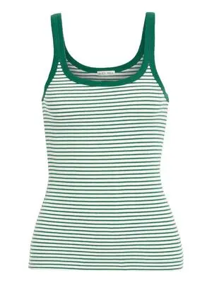 ALEX MILL Striped Cotton-blend Jersey Tank - Green