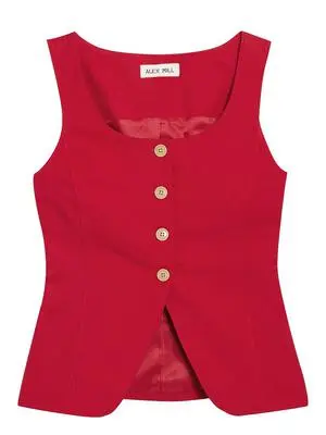ALEX MILL Linen And Cotton-blend Vest - Crimson