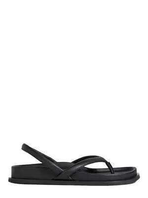 ST. AGNI Leather Slingback Sandals - Black