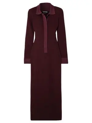 TOM FORD Wool-blend Midi Dress - Burgundy