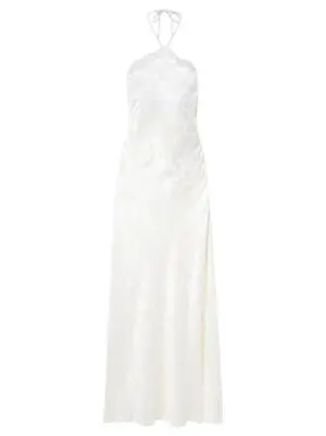Stella McCartney Lace-trimmed Jacquard Halterneck Maxi Dress - White